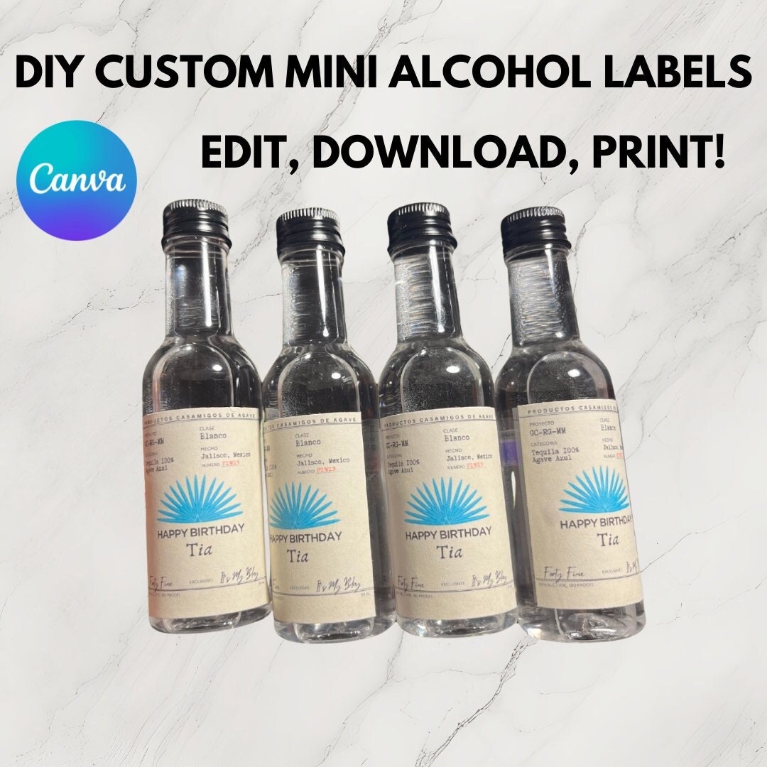 Custom Mini Liquor Labels | Editable Casamigos Party Favors | Print at ...
