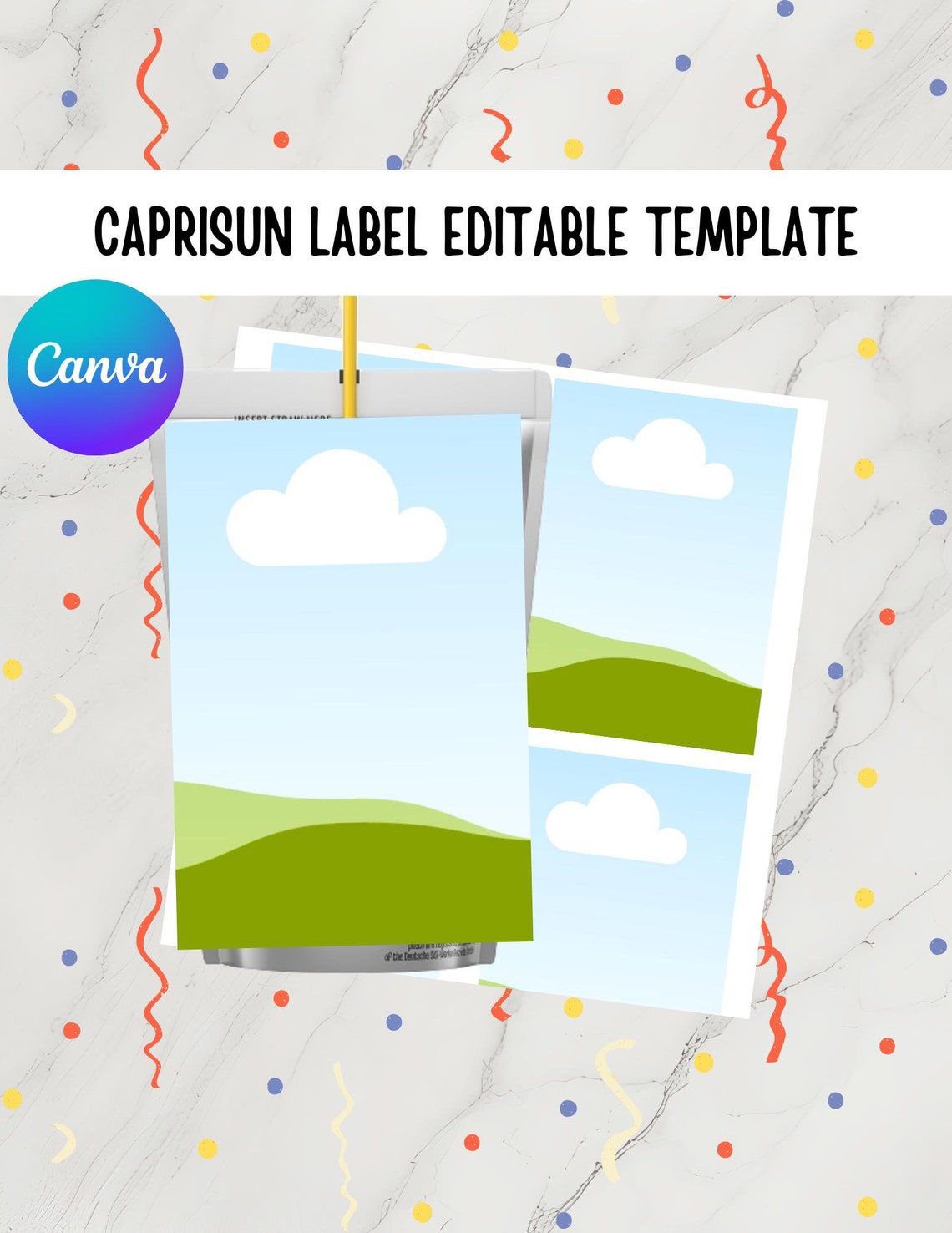 Caprisun Label Template | Canva Editable Custom Party Favors | Size ...