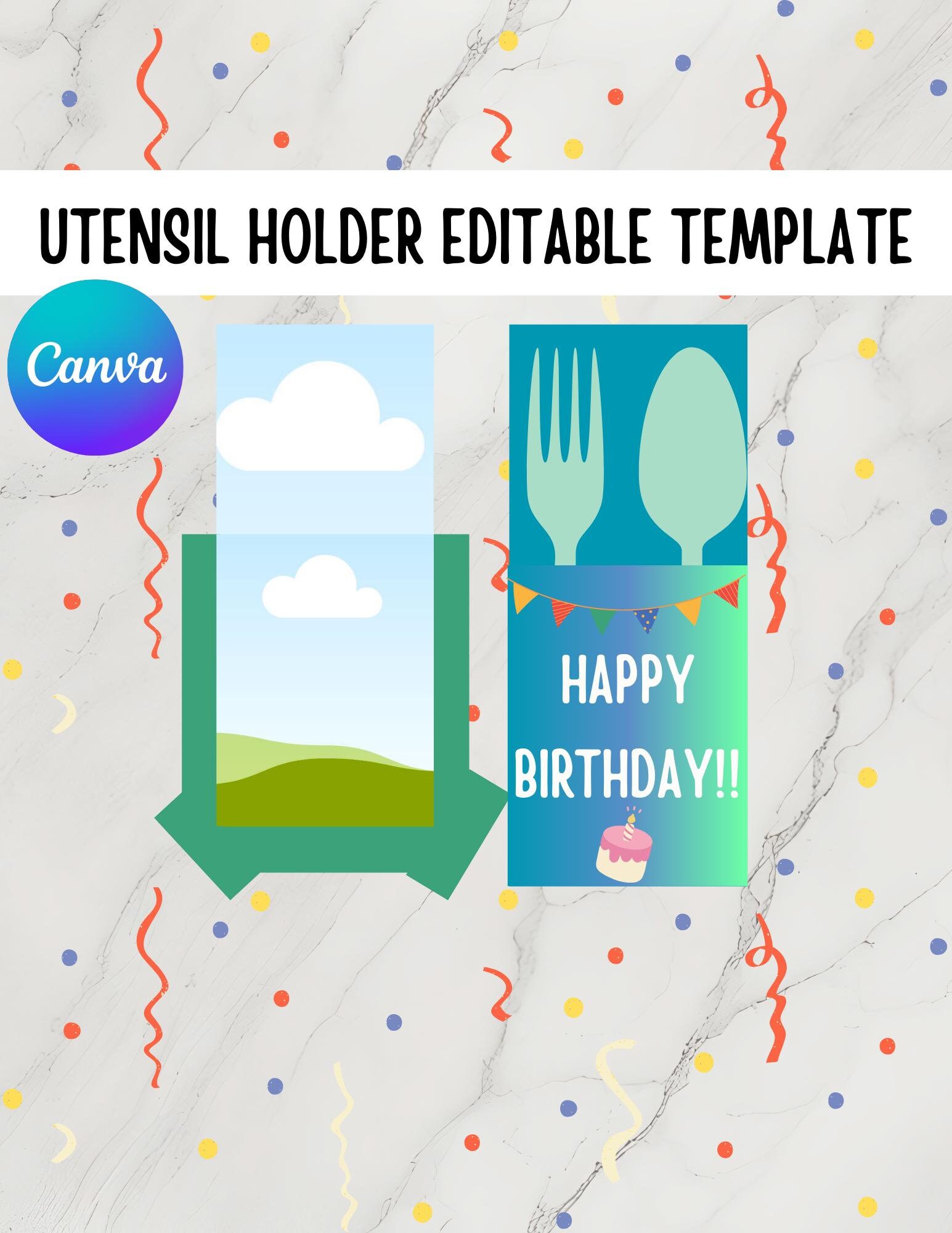Utensil Holder Template | EDITABLE Canva Template Size Label - Etsy