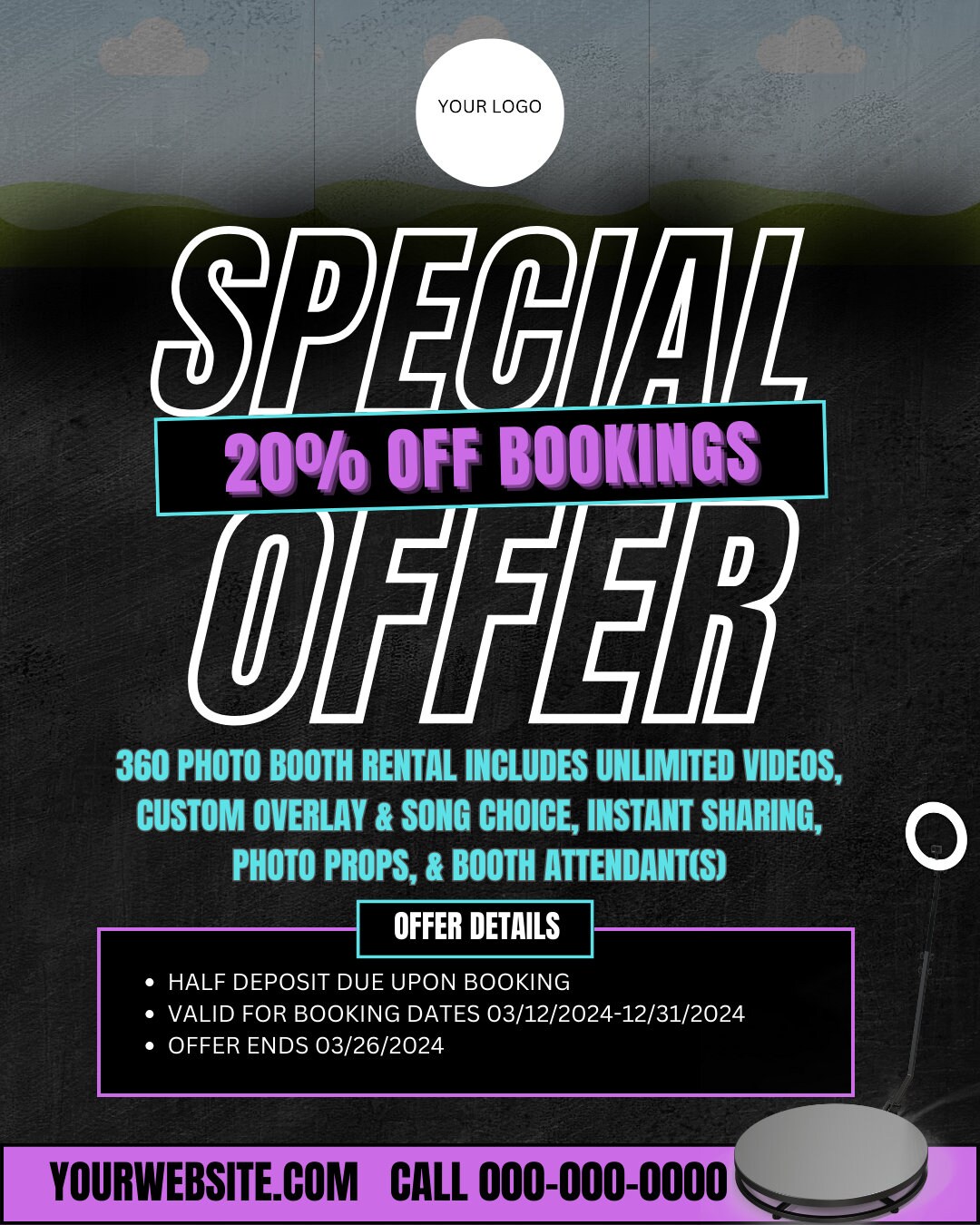 Photo Booth Sale Flyer | 360 Photo Booth | Social Media Template ...