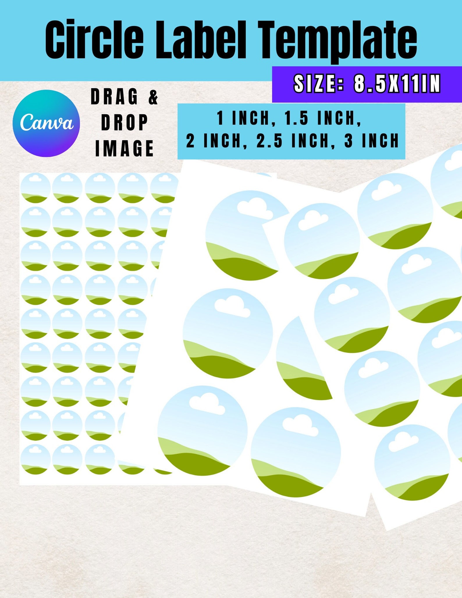 Circle Label Template Bundle | Blank Circle Template | Circle Sticker ...