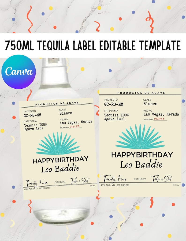Tequila Liquor Labels Custom | Editable Casamigos Party Favors ...
