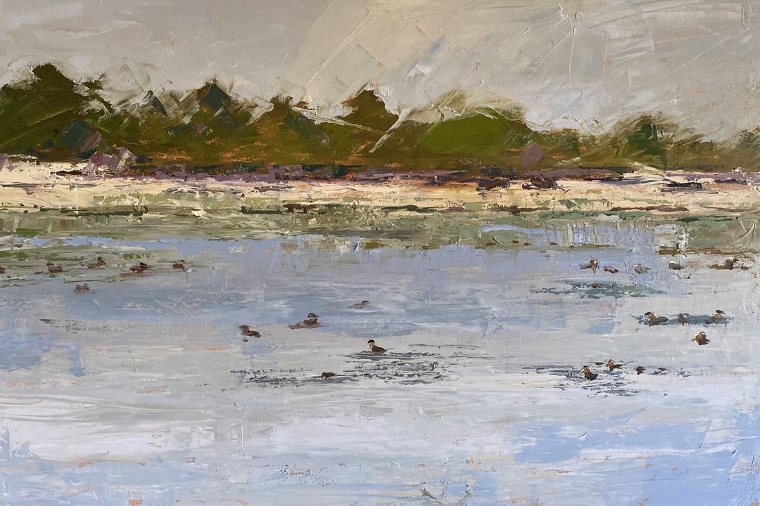 Saltwater Marsh Oil Painting Impressionist Pallet Knife Ocean Scene ...