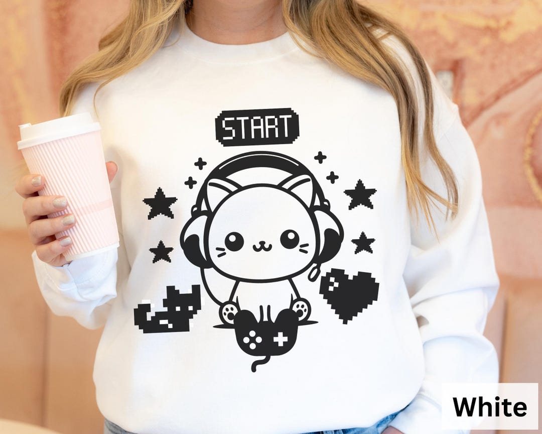 Gamer Cat Sweatshirt, Funny Cat Gift, Gamer Gifts, Gamer Girl Sweater ...