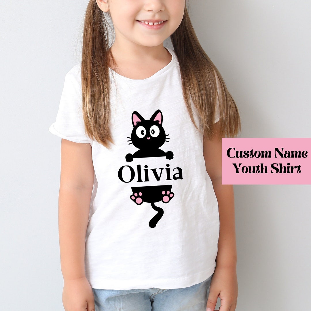 Personalized Child Name Cat Shirt, Custom Cat Shirt, Kids Birthday ...