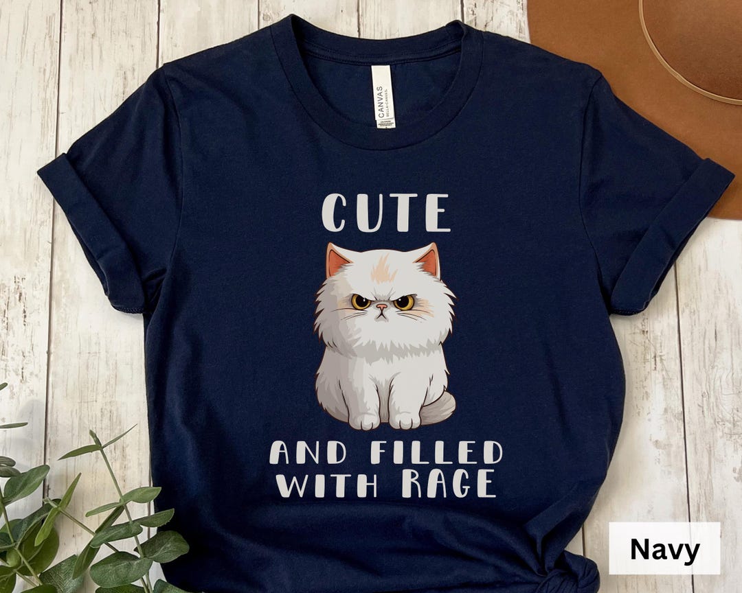 Funny Cat T-shirt, Cute and Filled With Rage Shirt, Angry Kitten Short ...