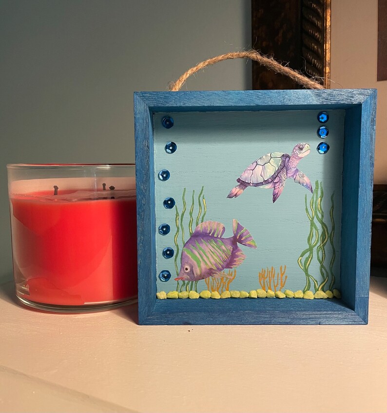 Sea Turtle and Fish Shadow Box Art - Etsy