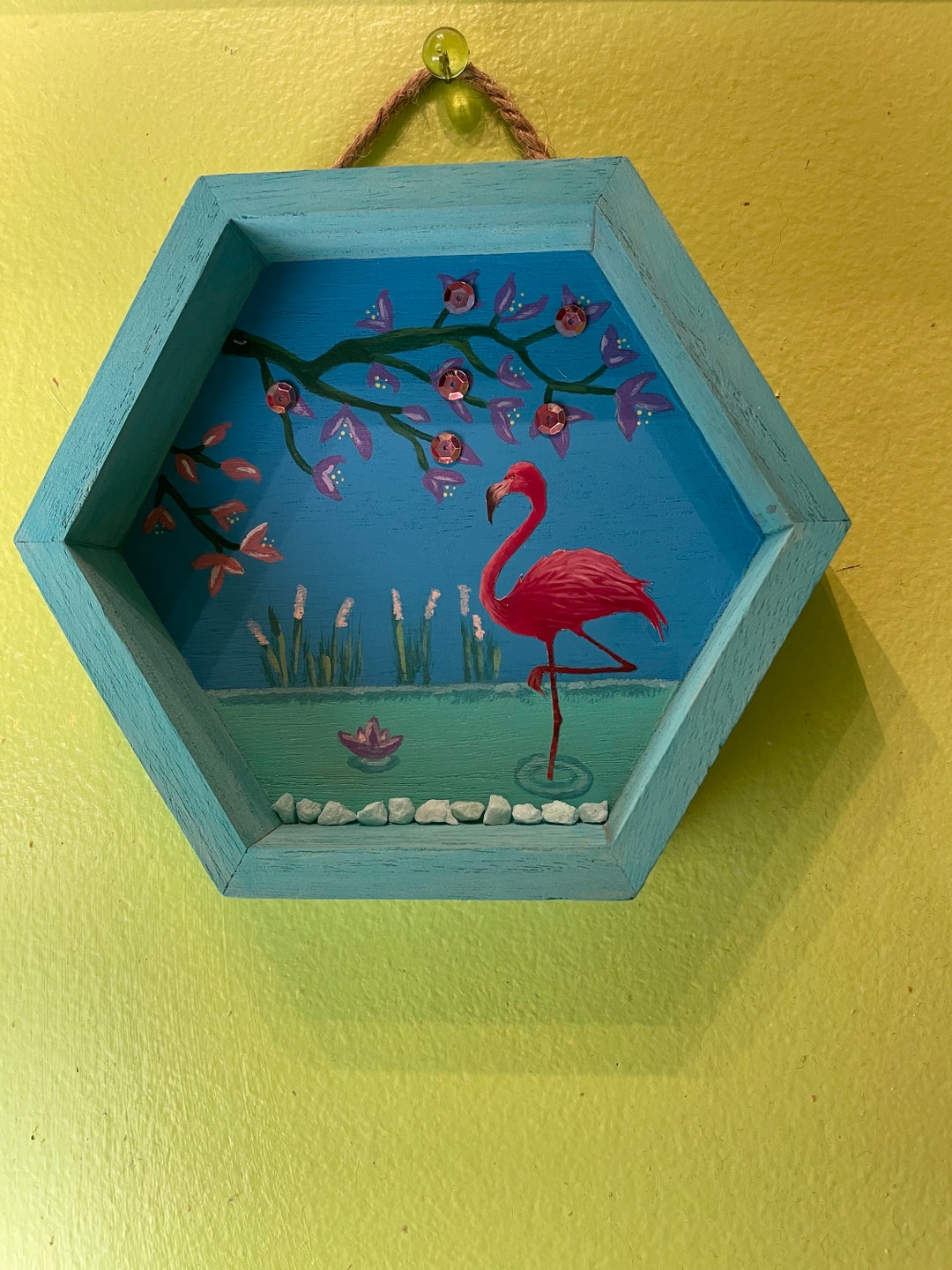 Flamingo Shadow Box Art - Etsy