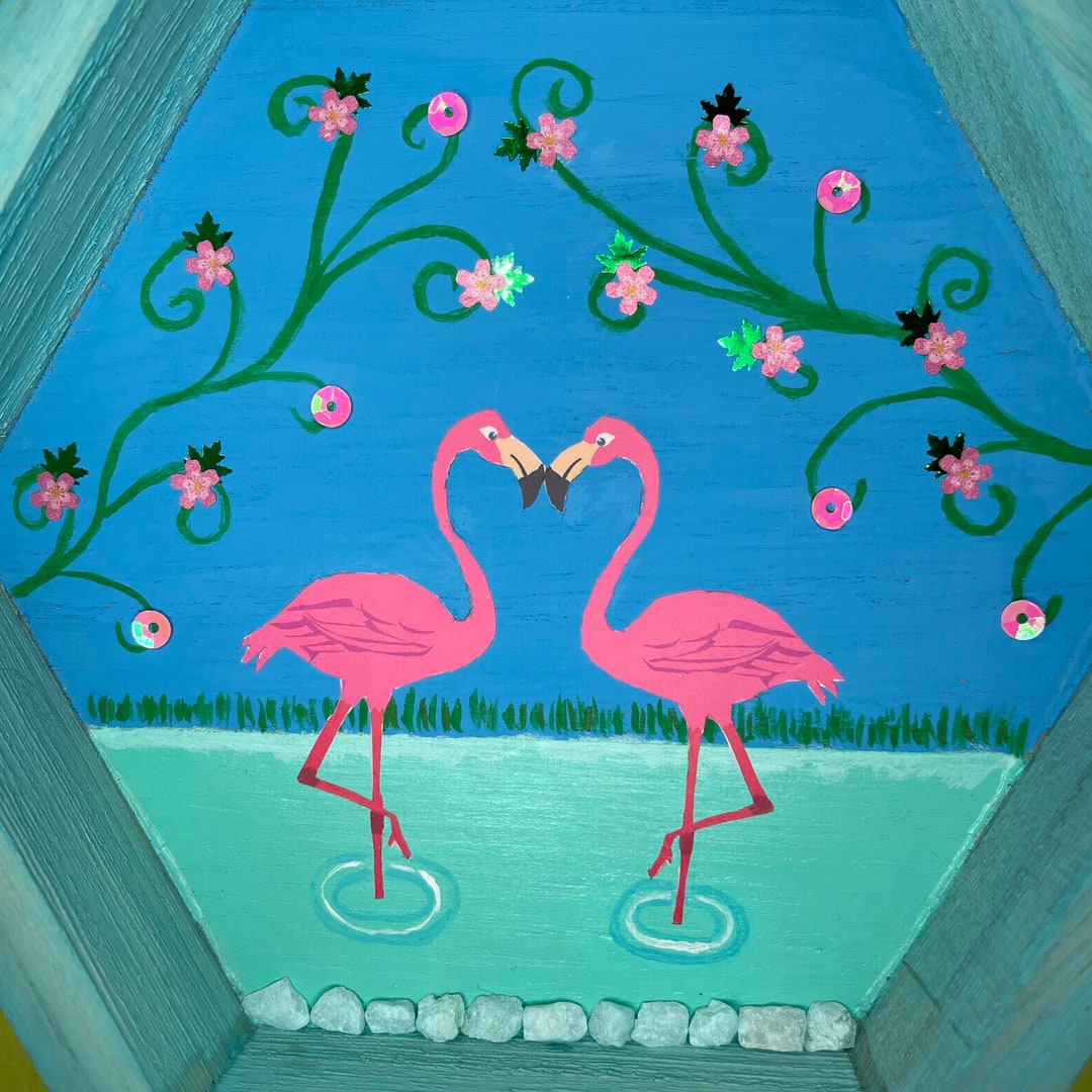Flamingo Shadow Box Art - Etsy