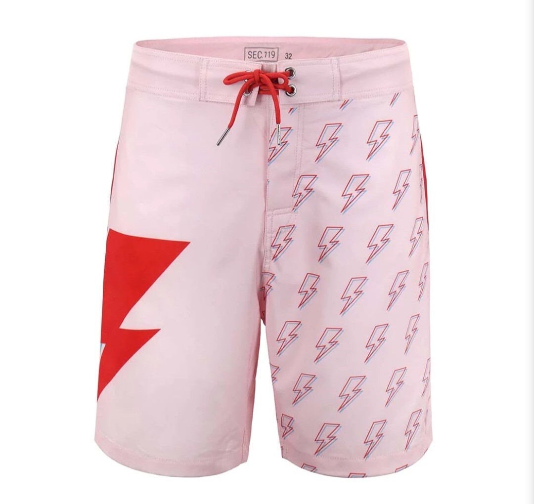 David Bowie Pink Lightning Bolt Board Shorts Size 34 - Etsy