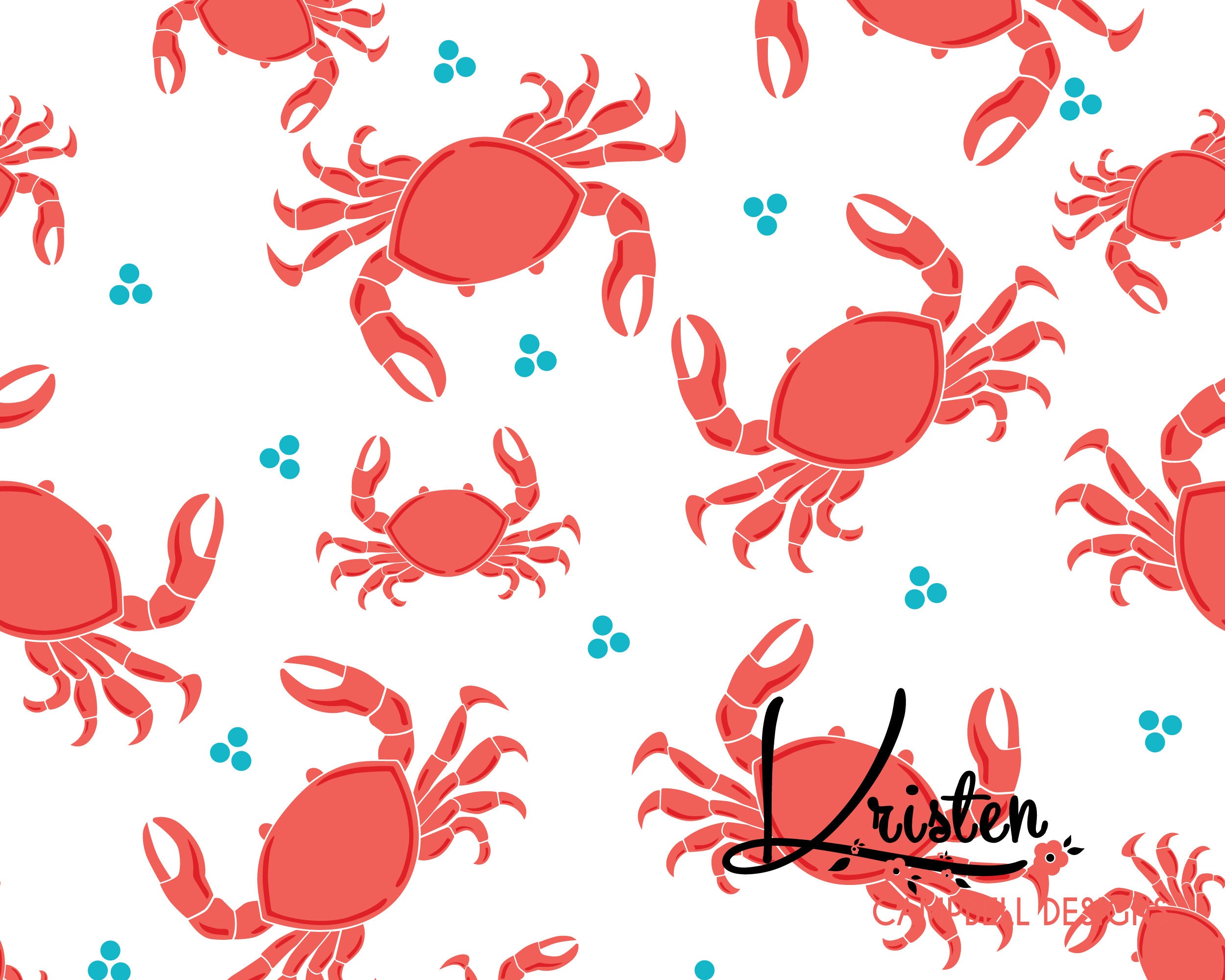 Crab Digital Paper, Seamless Pattern, Digital Download, Digital ...