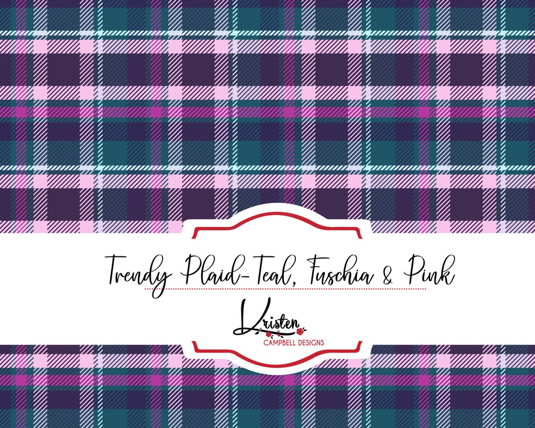 Teal, Fuschia, Pink Plaid Seamless Pattern, Digital Paper, Scrapbooking ...