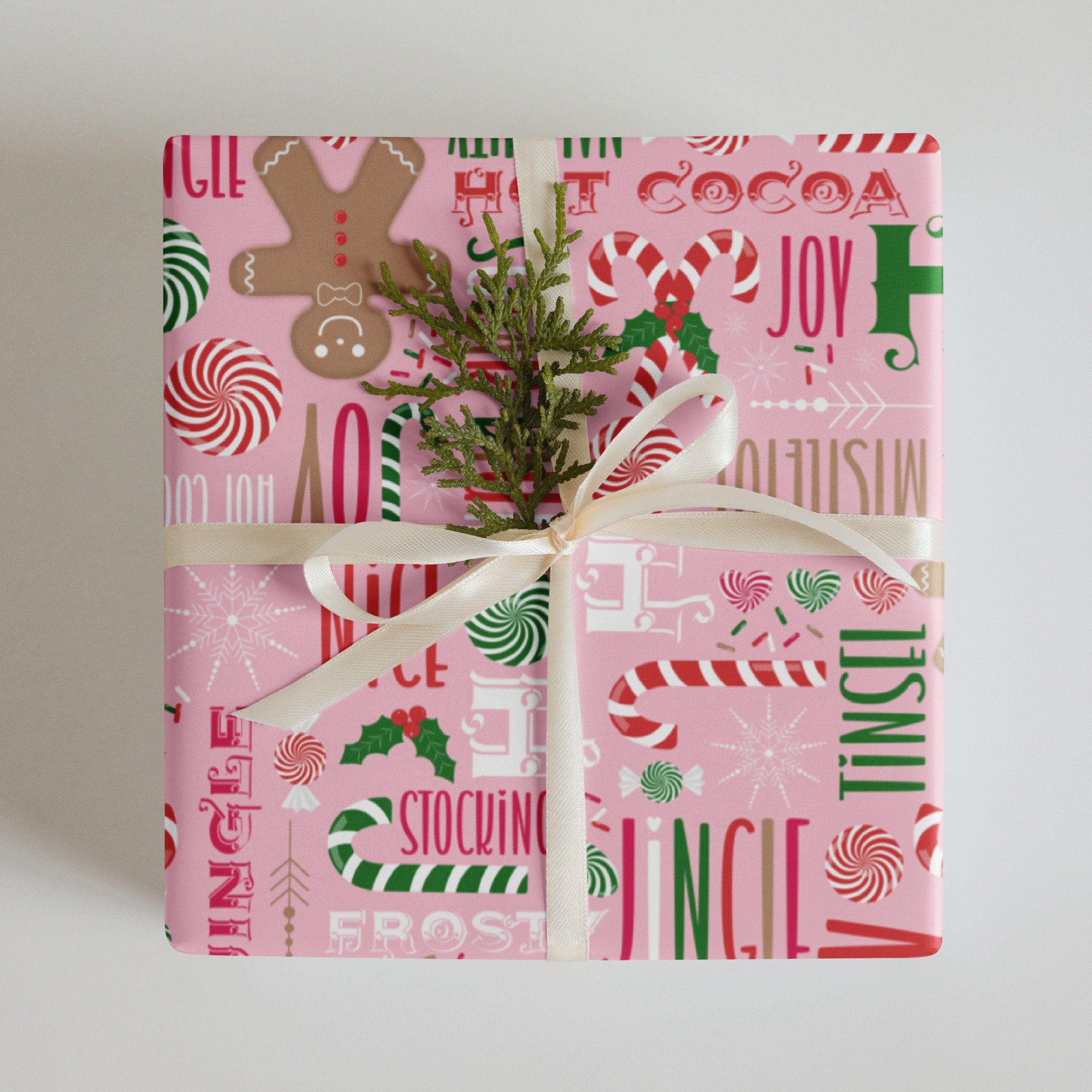 Holiday Words Gift Wrapping Paper - Etsy
