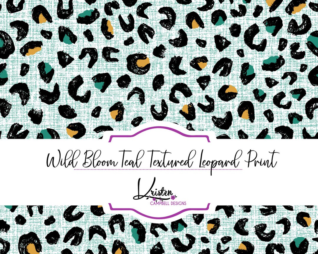 Teal Textured Leopard Print Seamless Pattern, Instand Download ...