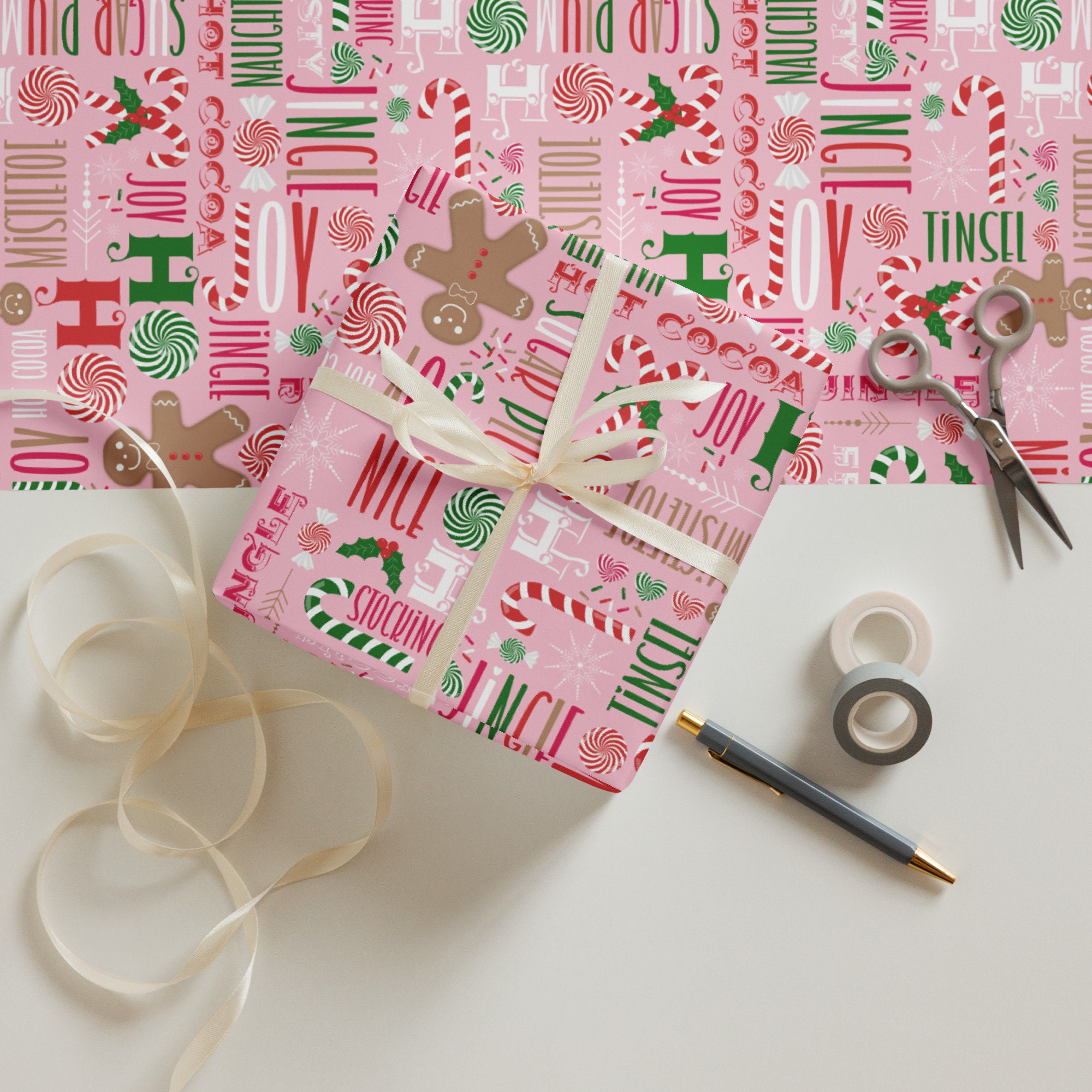 Holiday Words Gift Wrapping Paper - Etsy