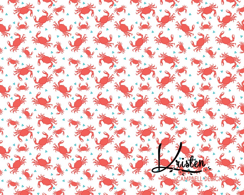 Crab Digital Pattern, Digital Download, Digital Scrapbooking Paper ...