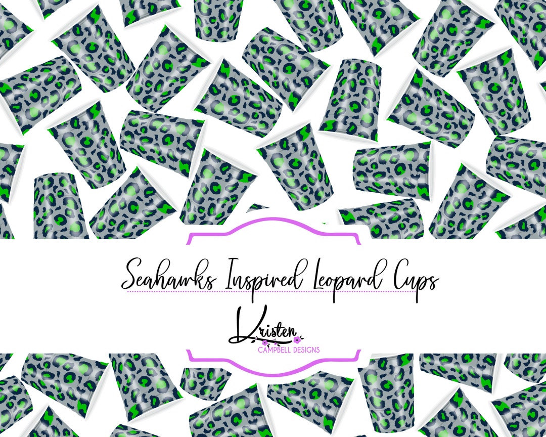 Seahawks Inspired Leopard Cups, Seamless Pattern, Printable Fabric ...