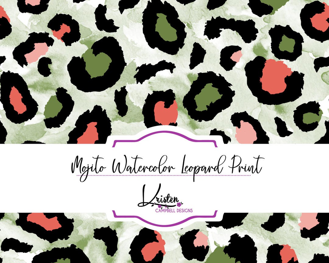 Watercolor Leopard Print, Digital Paper, Scrapbook Paper, Printable ...