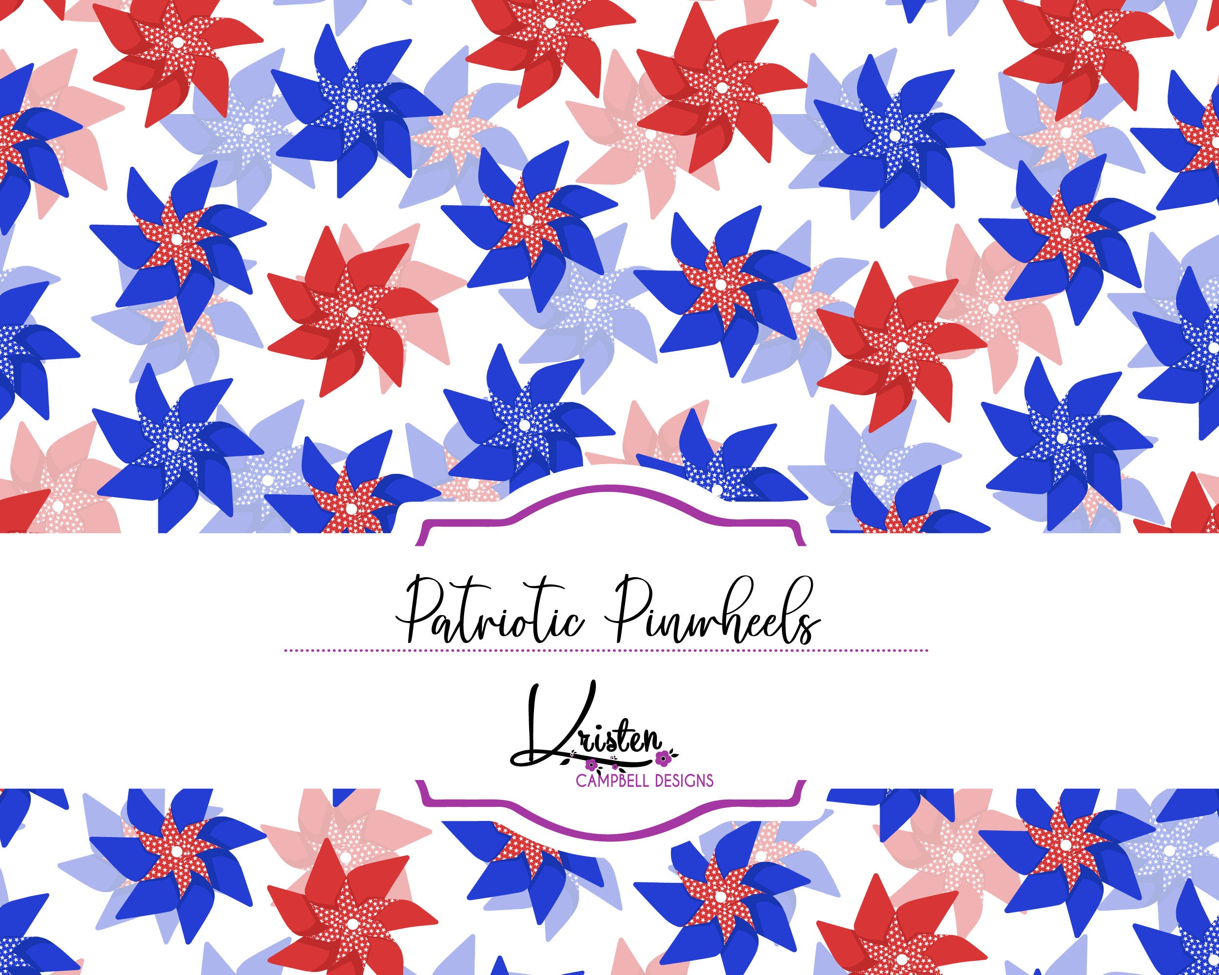 Patriotic Pinwheels Seamless Pattern, Digital Paper, Scrapbooking Paper ...