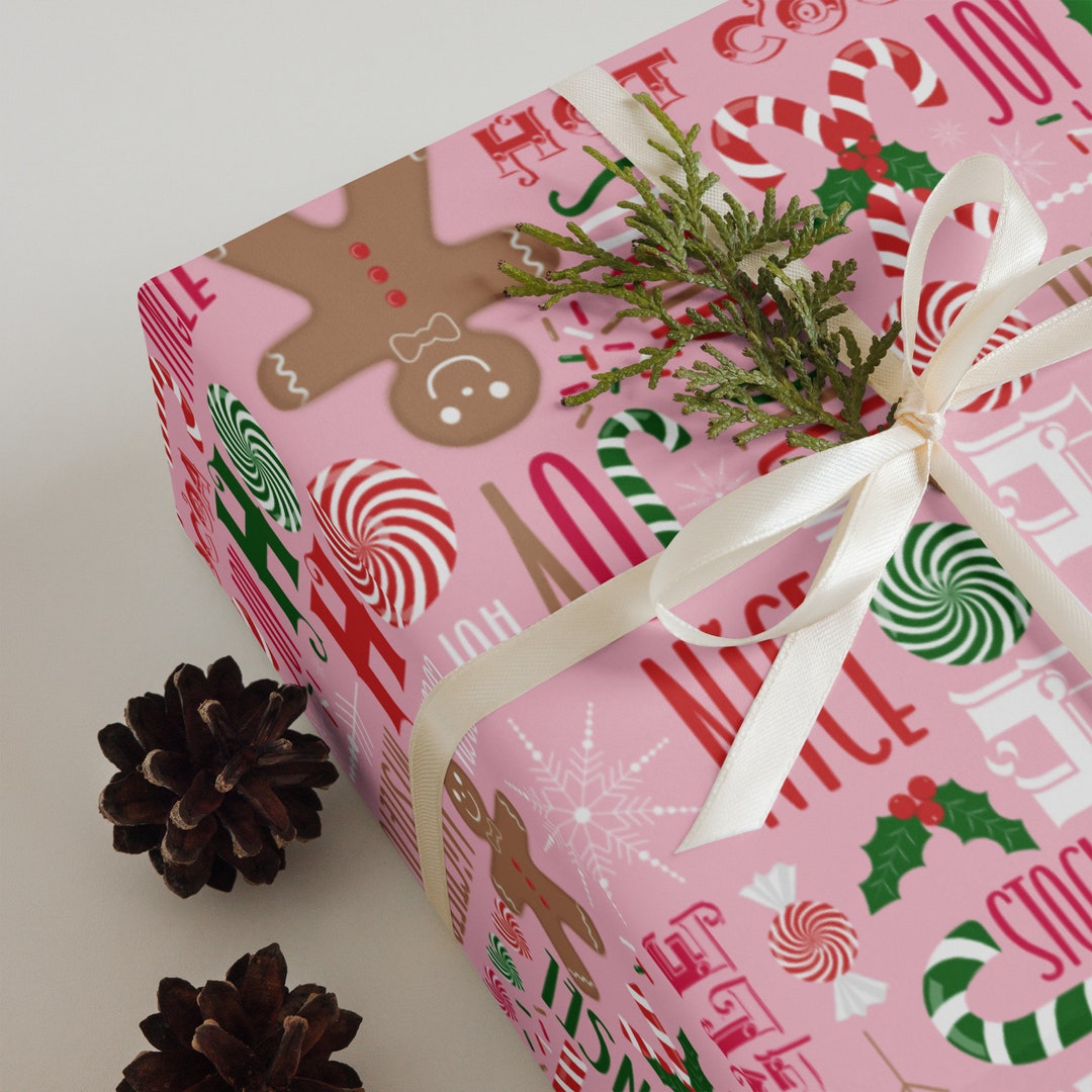 Holiday Words Gift Wrapping Paper - Etsy