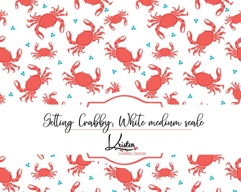Crab Digital Paper, Scrapbooking Paper, Sublimation Pattern, Crab ...