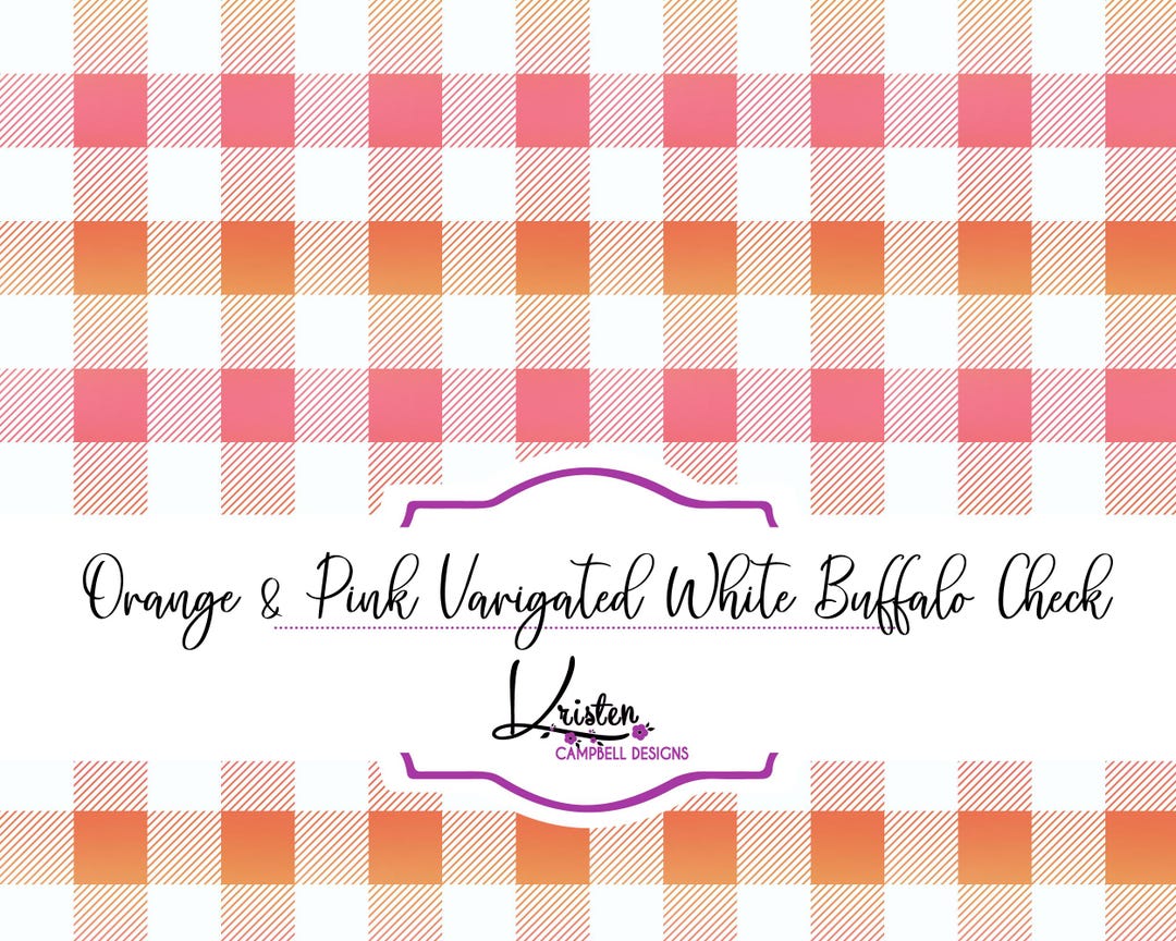 Orange and Pink Buffalo Plaid Check Seamless Pattern, Digital Paper ...