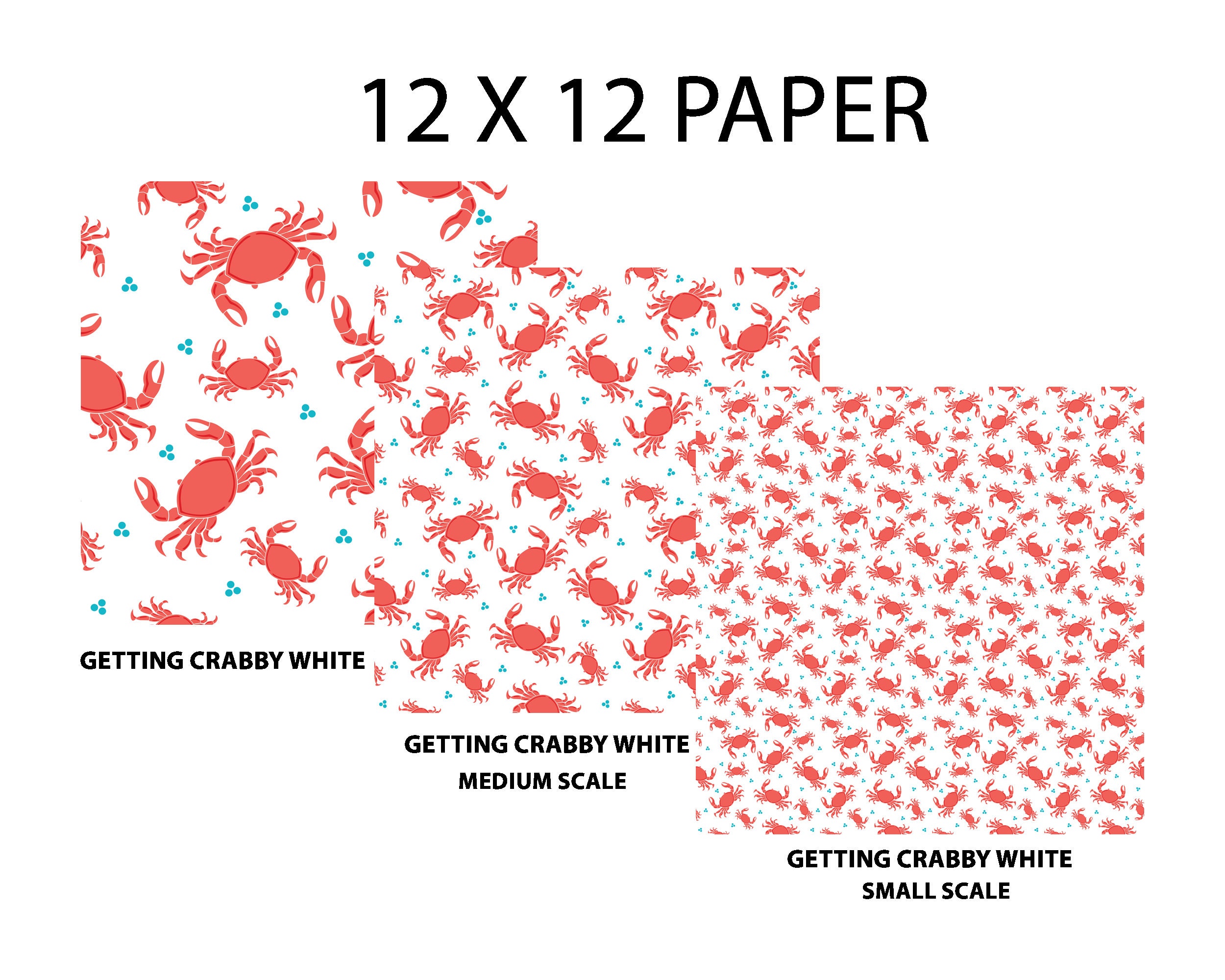 Crab Digital Paper, Scrapbooking Paper, Sublimation Pattern, Crab ...