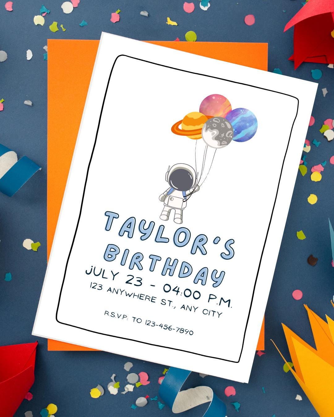 Editable Space Birthday Invitation Party Canva Template - Etsy