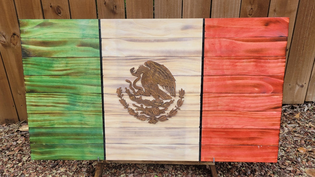 Handcrafted Mexican Flag, Rustic Mexican Flag, Wooden Mexican Flag ...