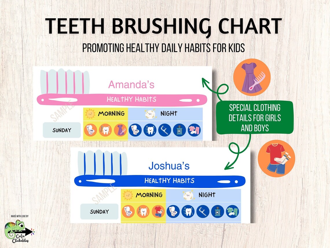 Brush Teeth Printable Chart, Toddler Brushing, Teeth Brushing Chart ...