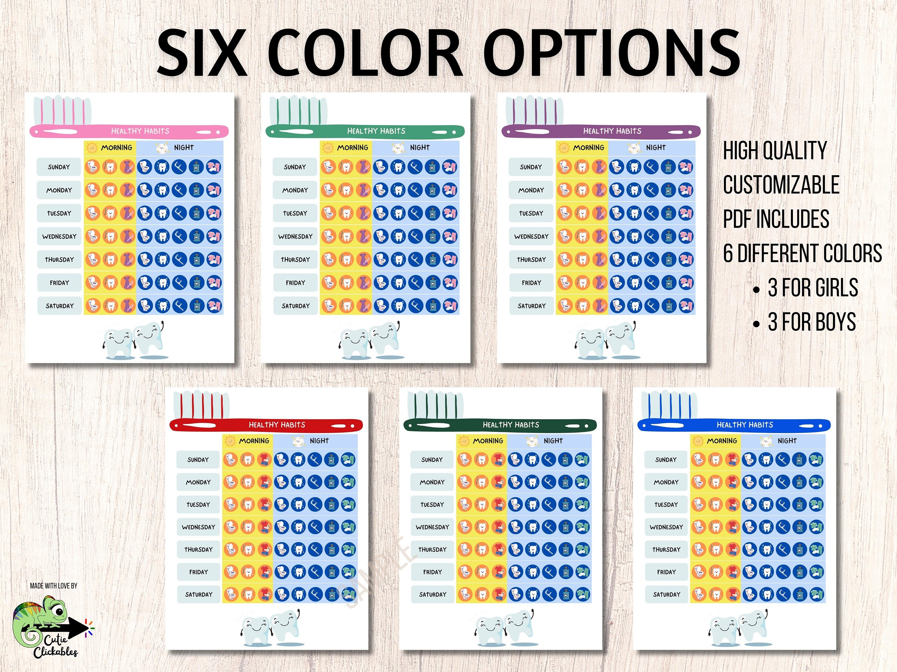 Brush Teeth Printable Chart, Toddler Brushing, Teeth Brushing Chart ...