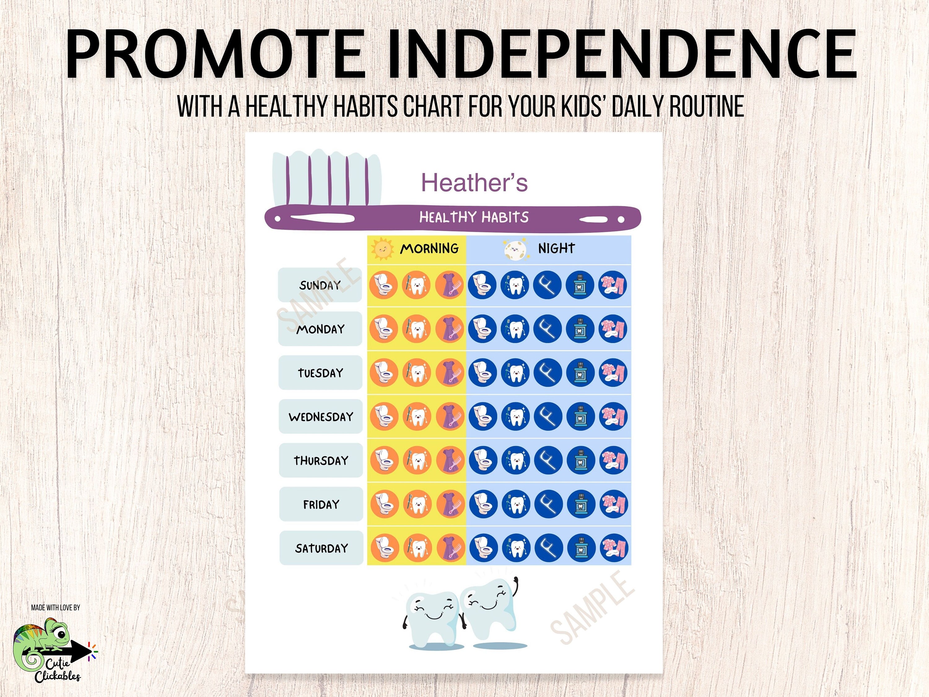Brush Teeth Printable Chart, Toddler Brushing, Teeth Brushing Chart ...