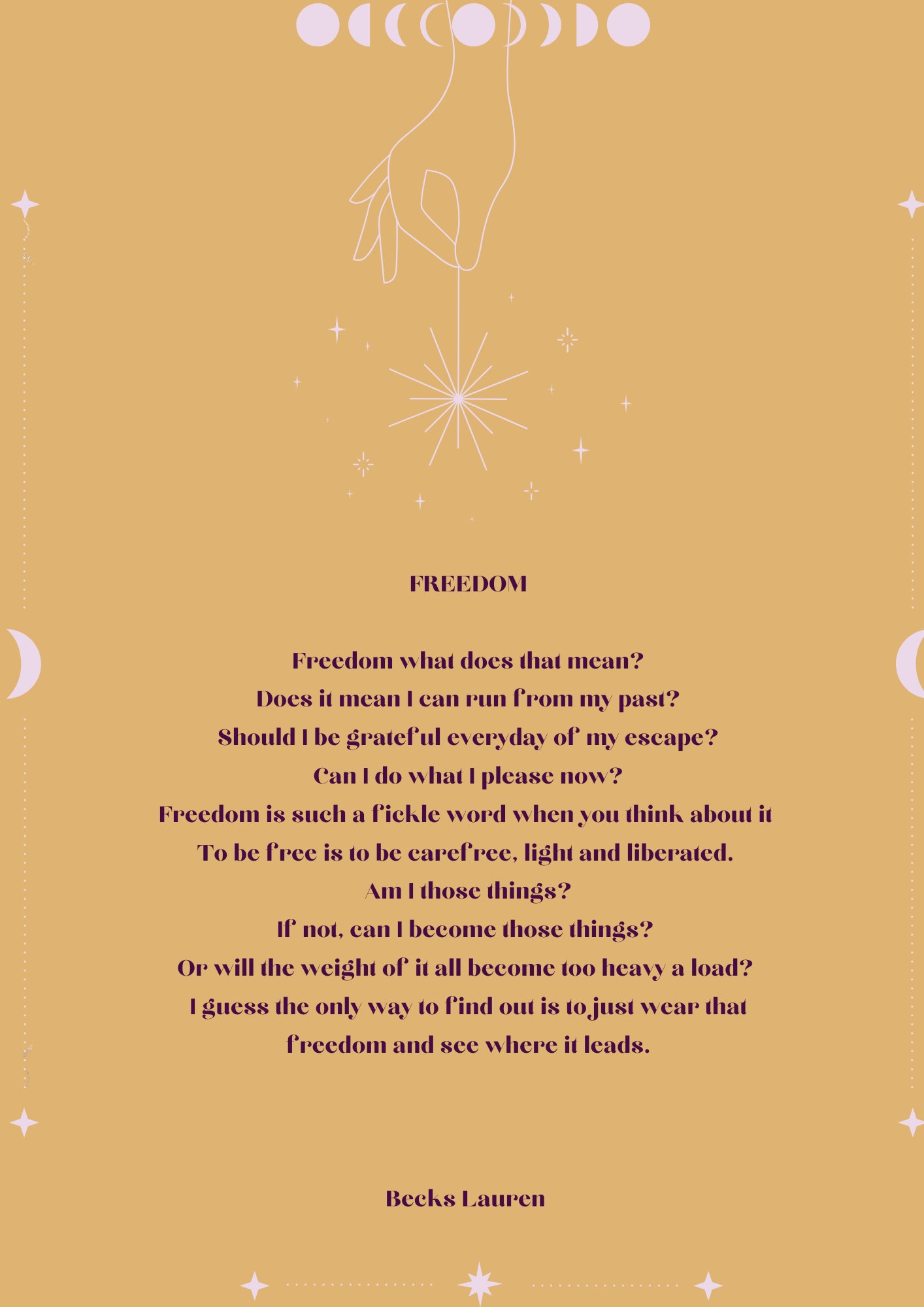 Freedom Poem Becks Lauren - Etsy