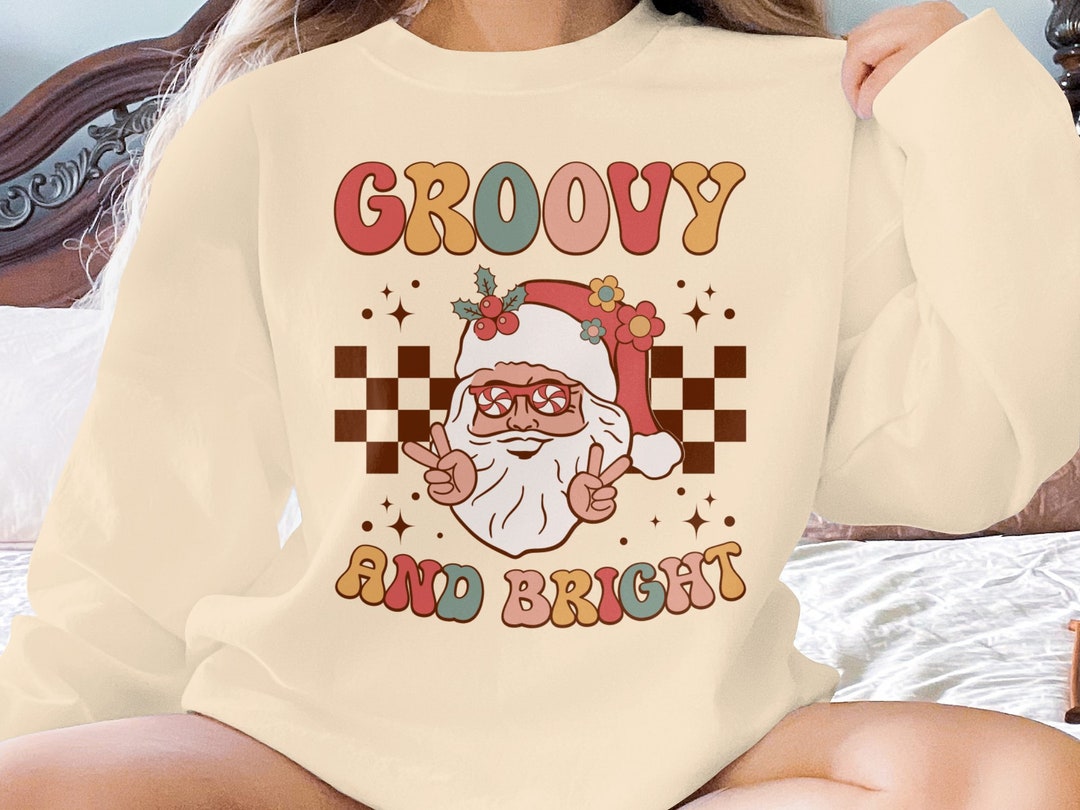 Groovy and Bright Christmas Sweatshirt Groovy Santa Christmas - Etsy