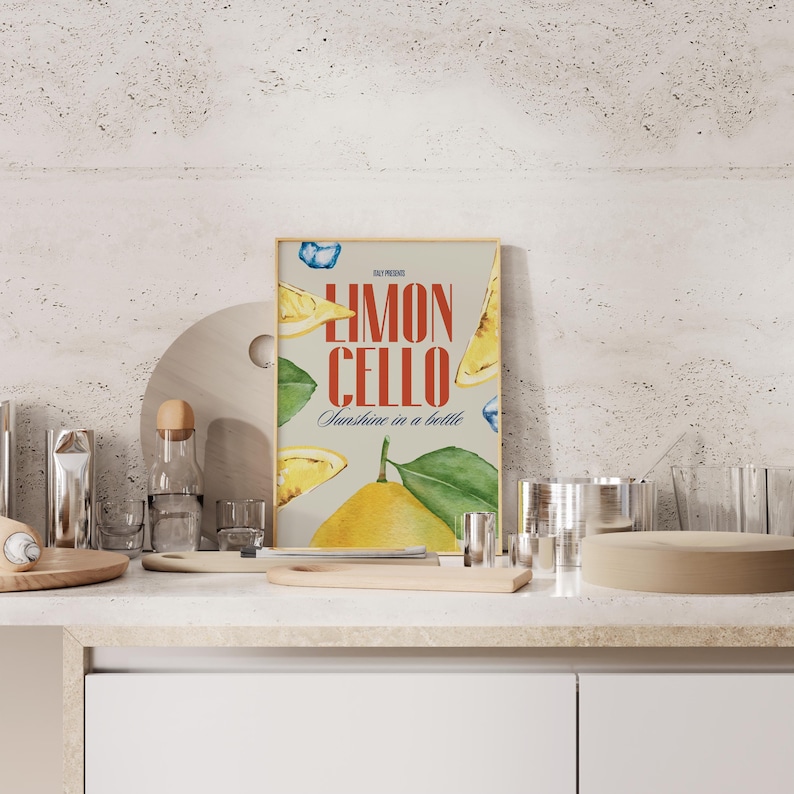 Limoncello Wall Art Italian Beverage Print Italian Kitchen Decor Amalfi ...