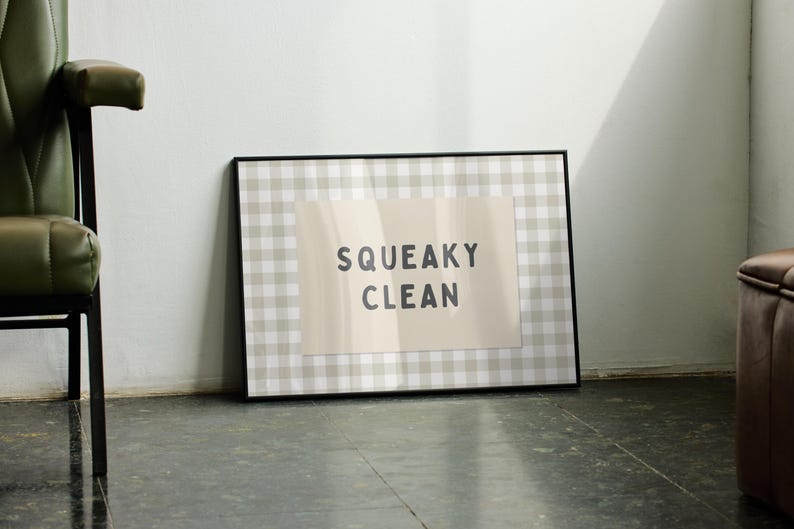 Squeaky Clean Minimalist Bathroom Wall Art Print Trendy Bath Poster ...
