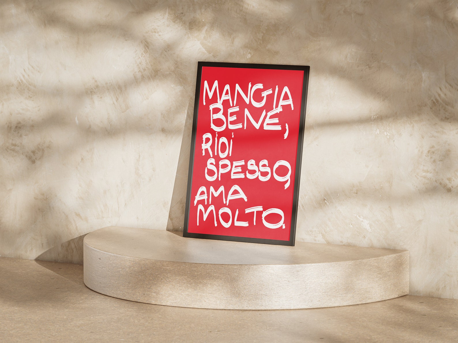 Italian Mangia Bene Wall Art Red Vintage Poster Print Decor, Retro Hand ...