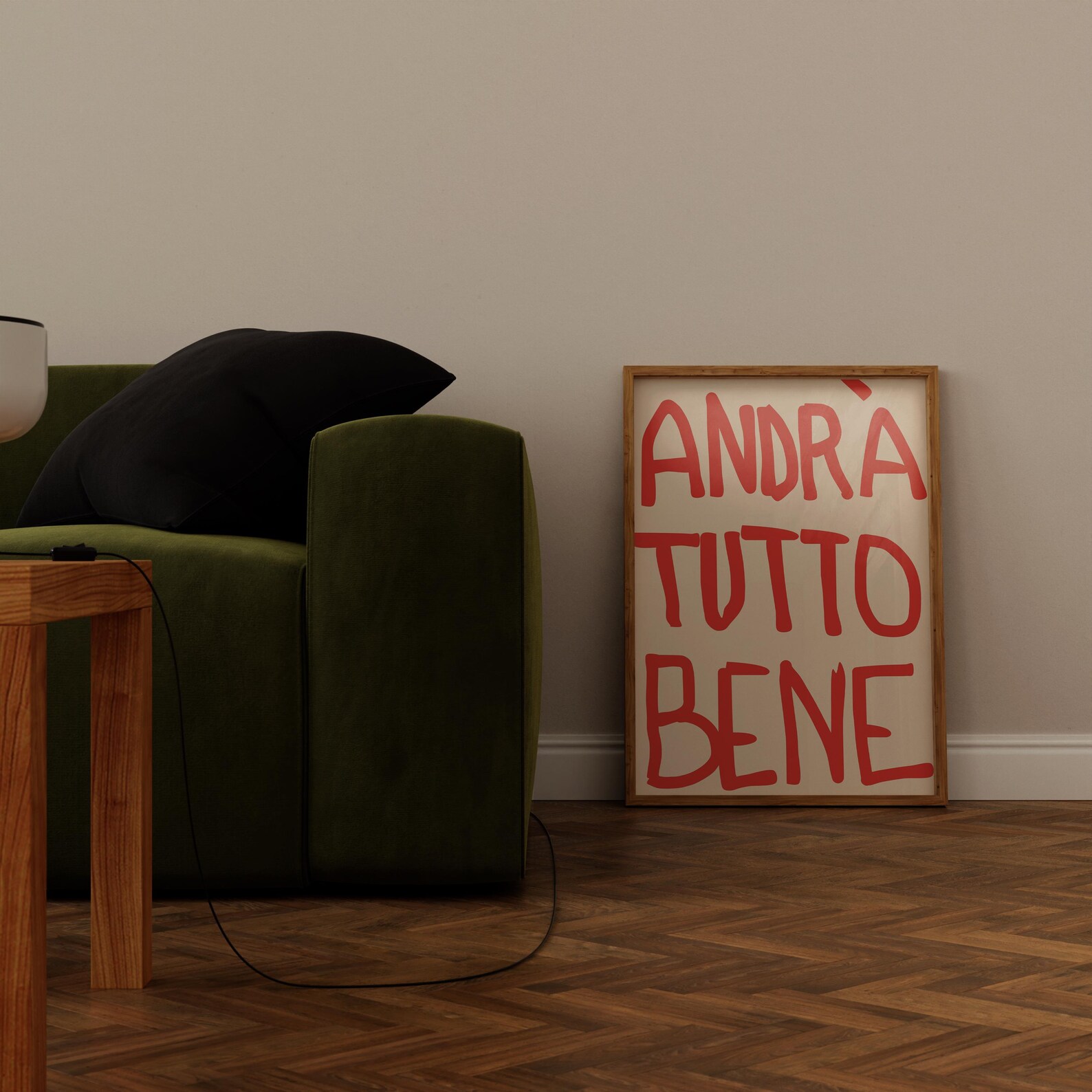 Italian Tutto Bene Wall Art Red Pink Vintage Poster Print Decor Retro ...