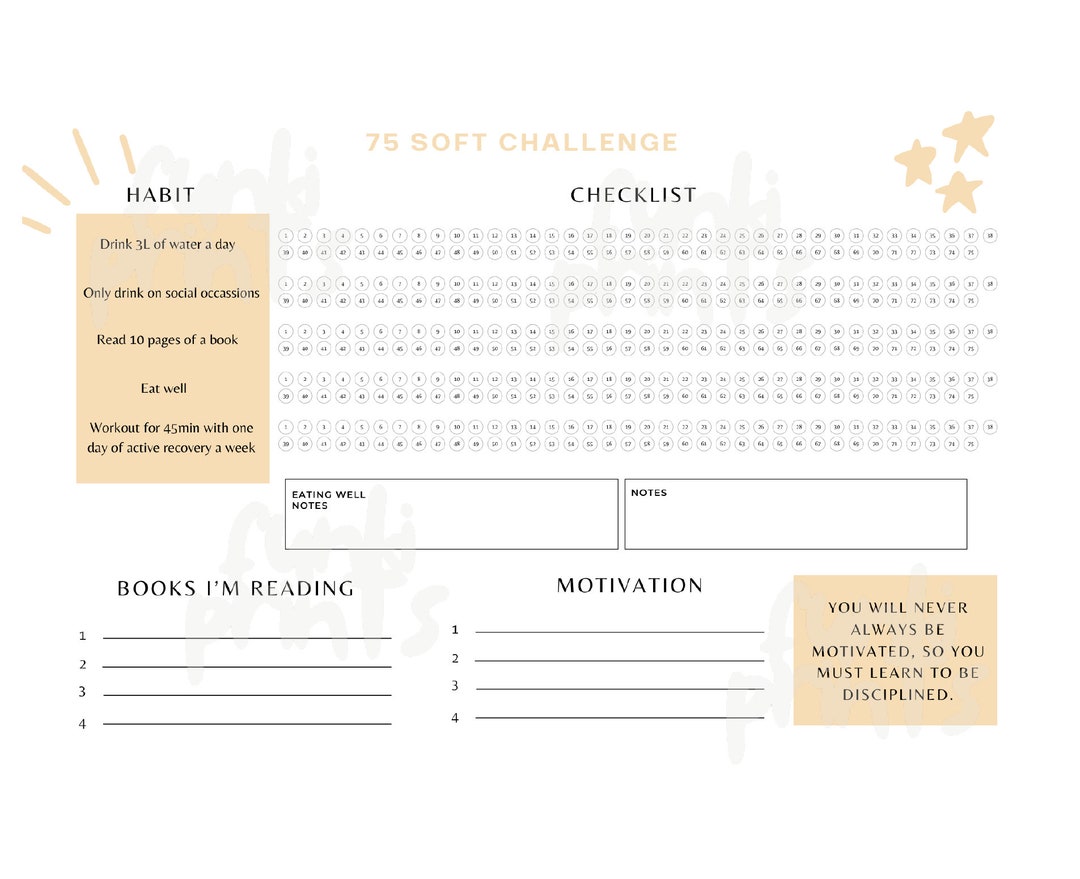 75 Soft Printable Tracker Digital PDF Download, 75 Soft Tracker, 75 ...