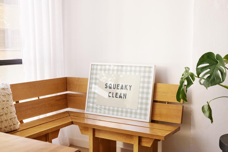 Squeaky Clean Minimalist Bathroom Wall Art Print Trendy Bath Poster ...