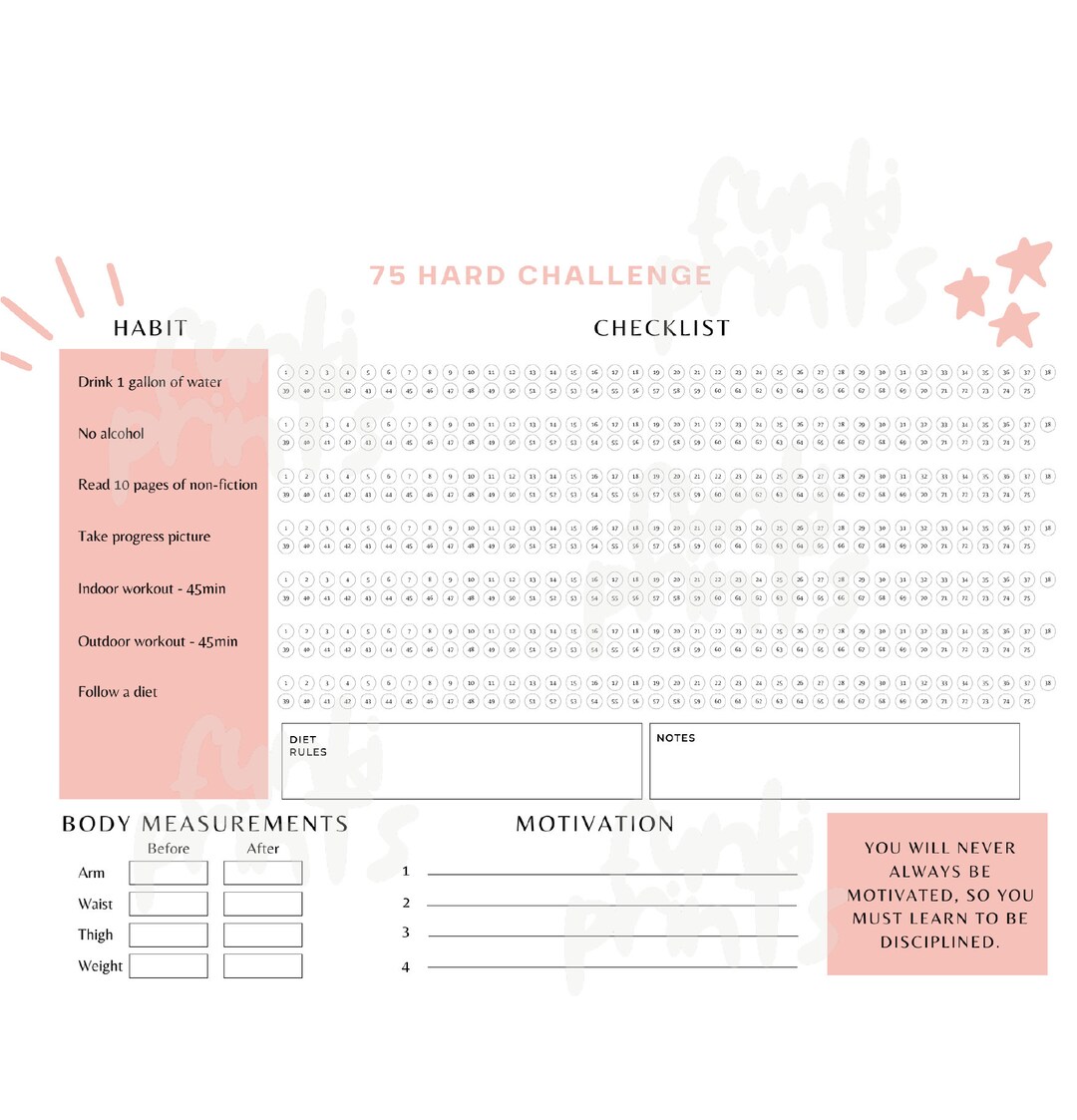 75 Hard Tracker Digital PDF Download, 75 Hard Tracker, 75 Hard Template ...