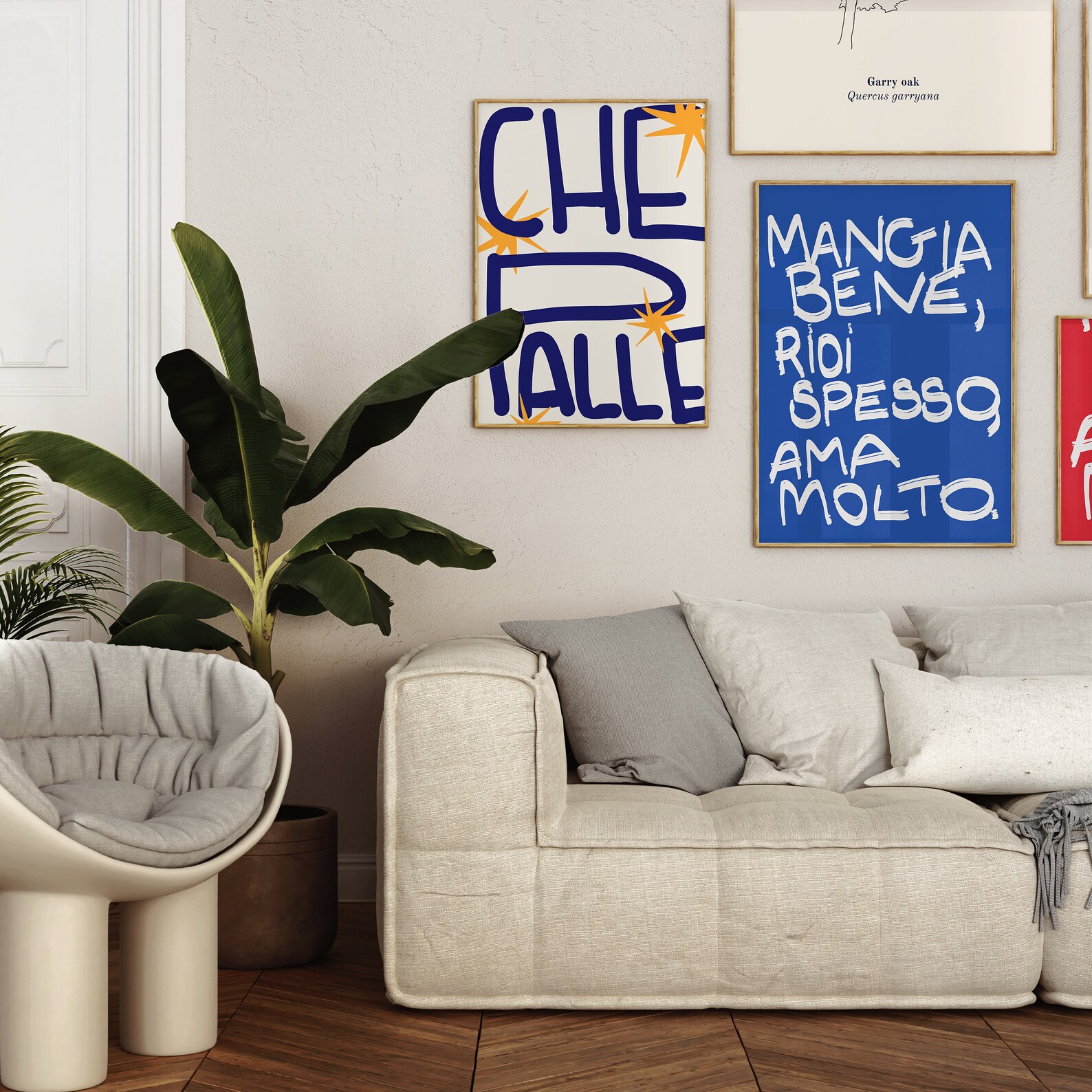 Italian Mangia Bene Wall Art Blue Vintage Poster Print Decor, Retro ...