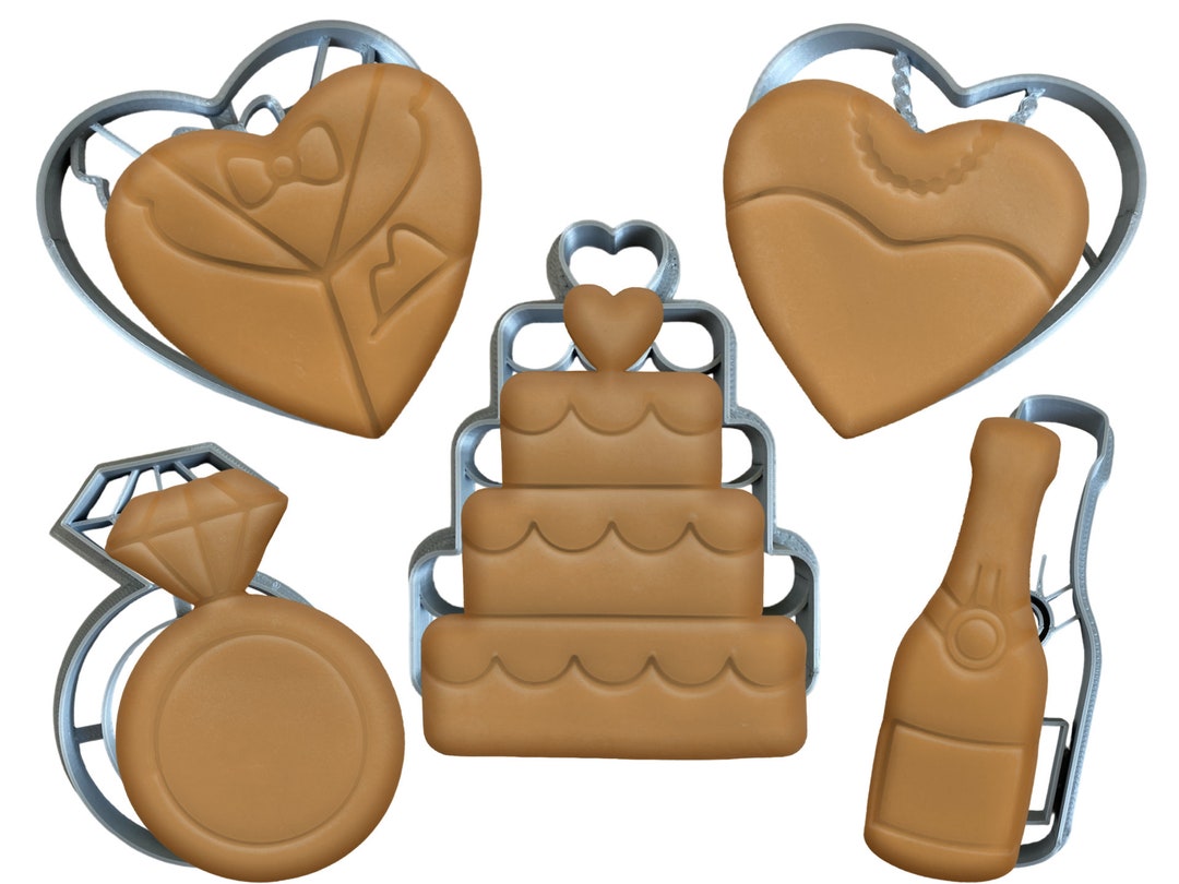 Wedding Cookie Cutter Set of 5 | Groom and Bride | Champagne Bottle ...