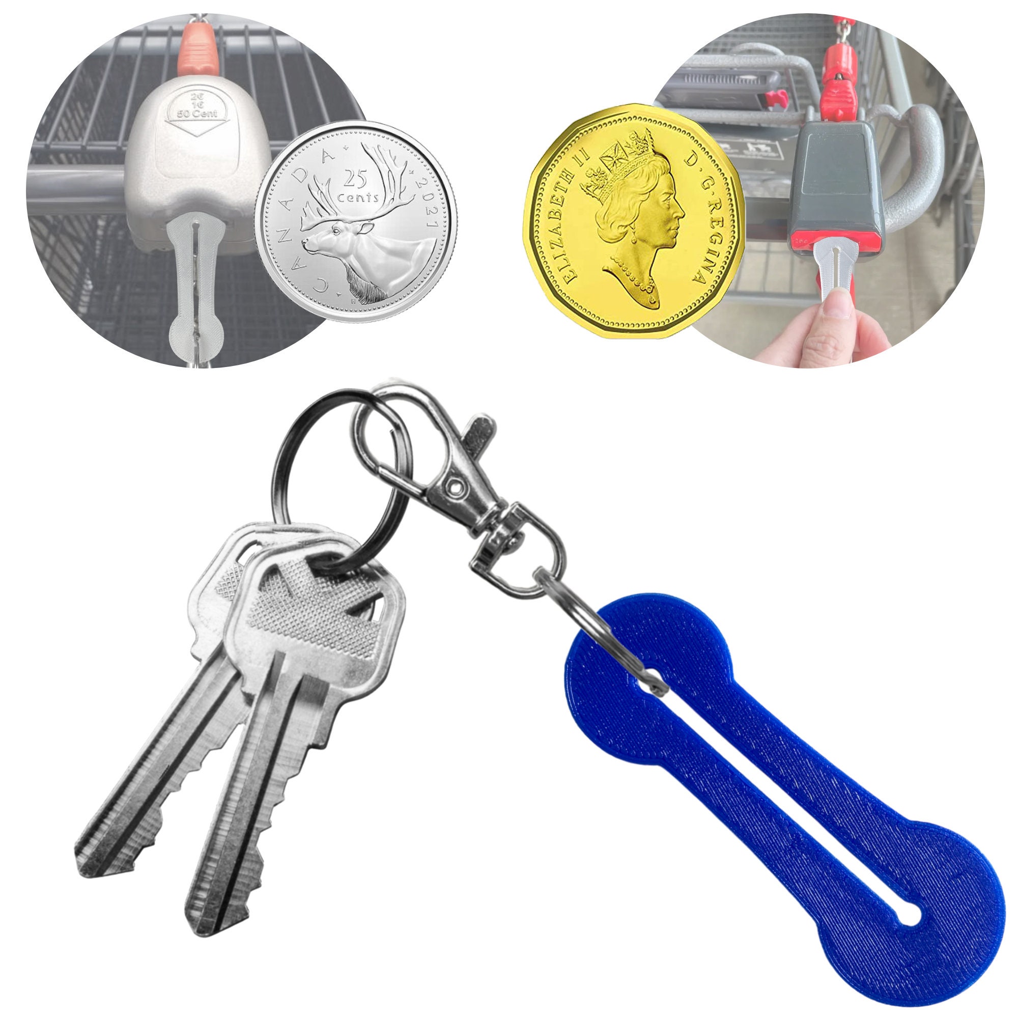 Shopping Cart Key Canadian Loonie and Quarter With Key Rings Shopping ...