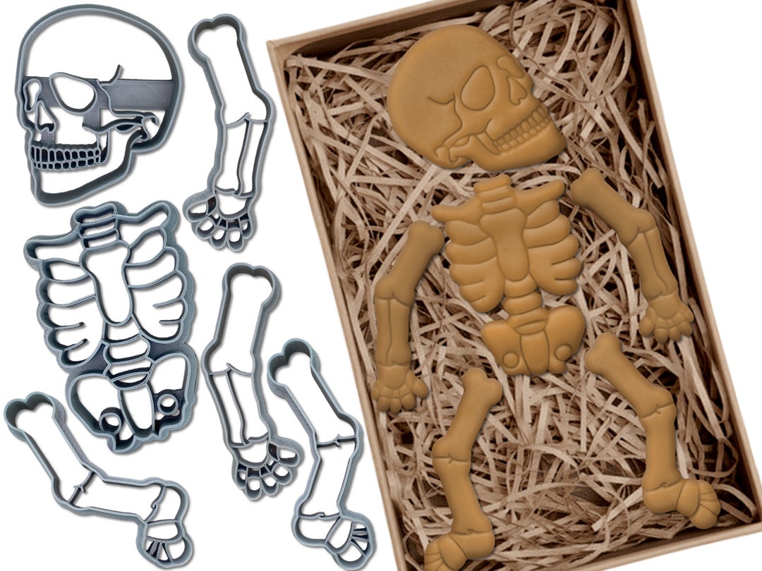 Build A Skeleton Cookie Cutter Set of 6 | Anatomical Human Skull Halloween Theme Party Anatomy ...