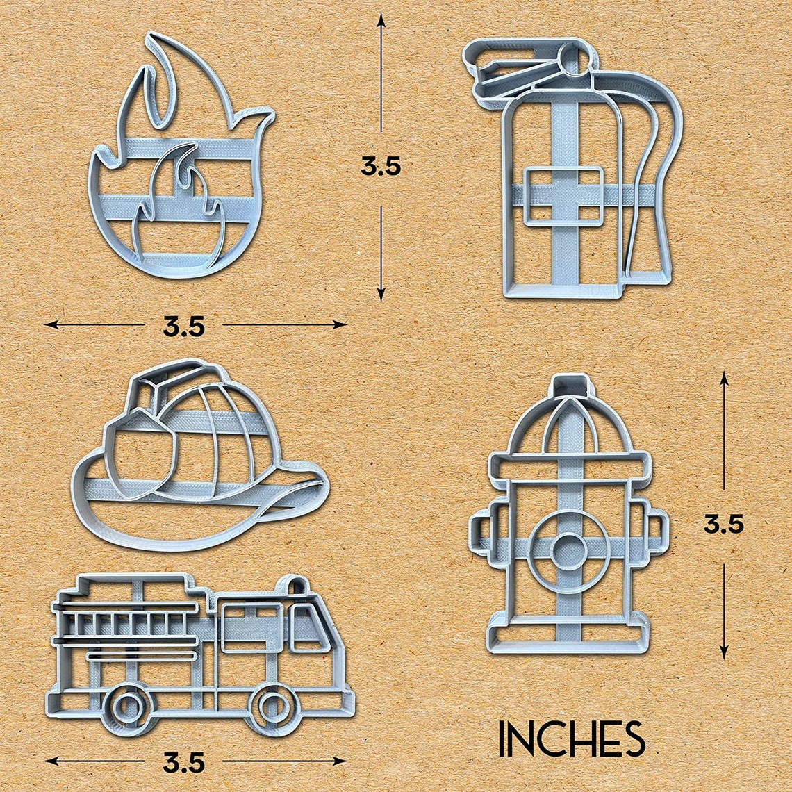 Fire Fighting Cookie Cutter Set of 5 Fire Hydrant Fire Extinguisher ...