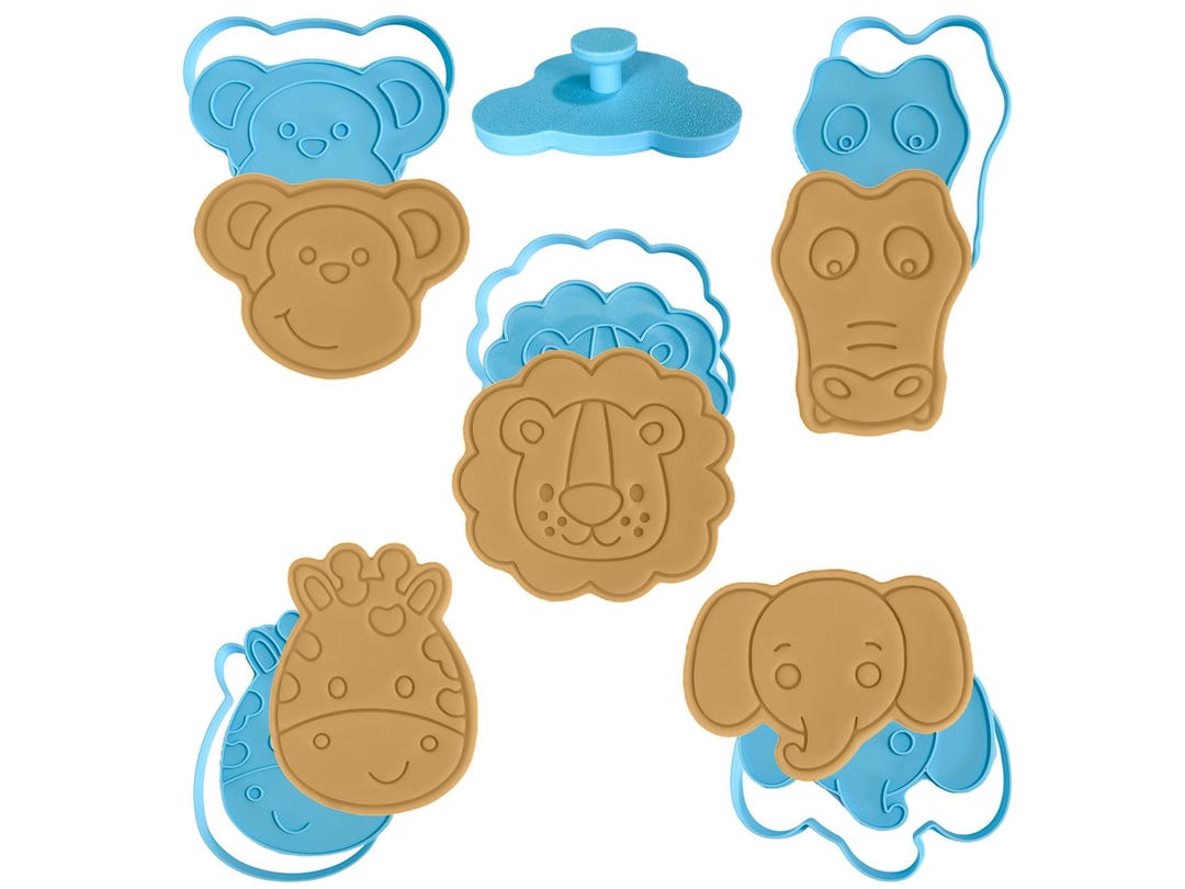 Safari Animals Cookie Cutter Stamp Set of 5: Monkey, Lion, Elephant ...