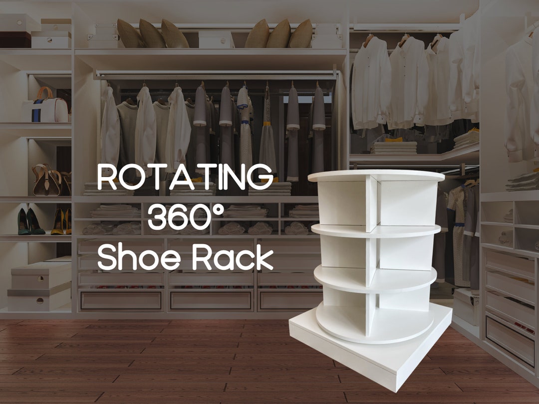 Rotating Wooden 3 Layers Shoe Rack 360 Degrees Space Saving Shoe ...