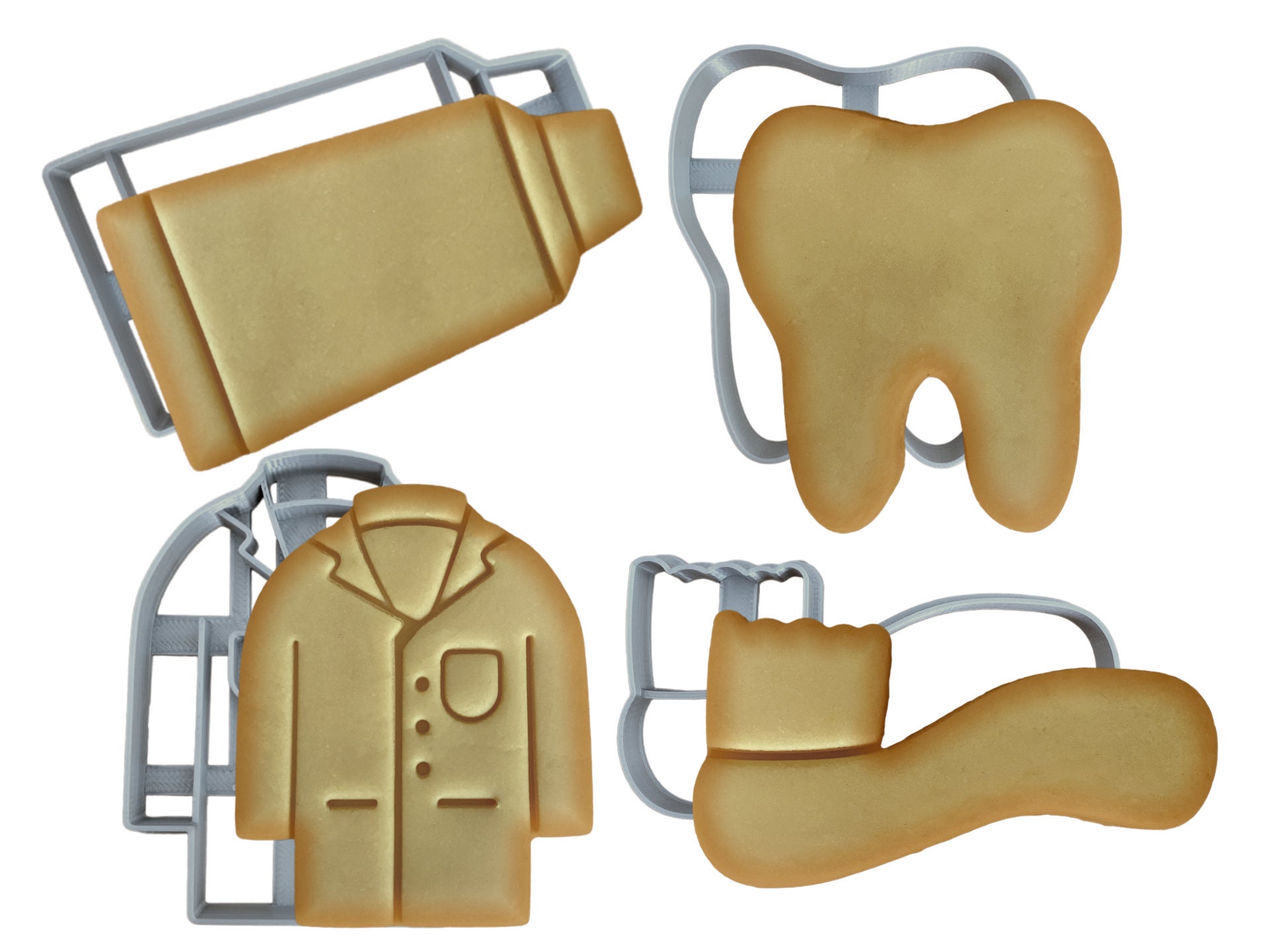 Dentist Cookie Cutter Set of 4: Tooth, Toothbrush, Toothpaste, Medical ...