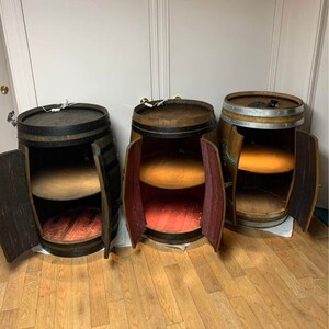 Authentic Whiskey Aged Barrel Cabinet W/ LED Lights | Available Half ...